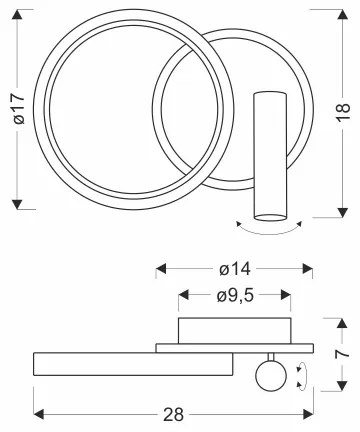 LED Nástěnné bodové svítidlo MONET LED/16W/230V černá