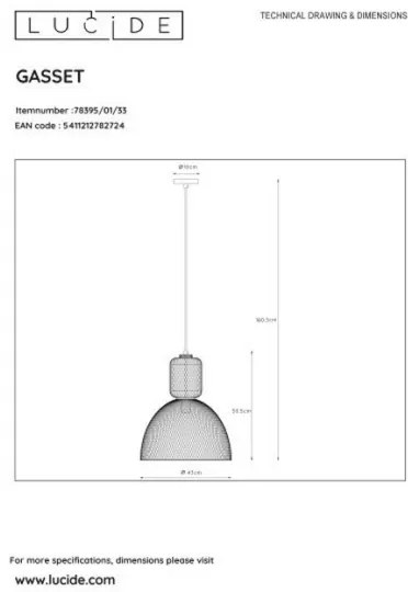 Lucide 78395/01/33 - Lustr na lanku GASSET 1xE27/60W/230V zelená