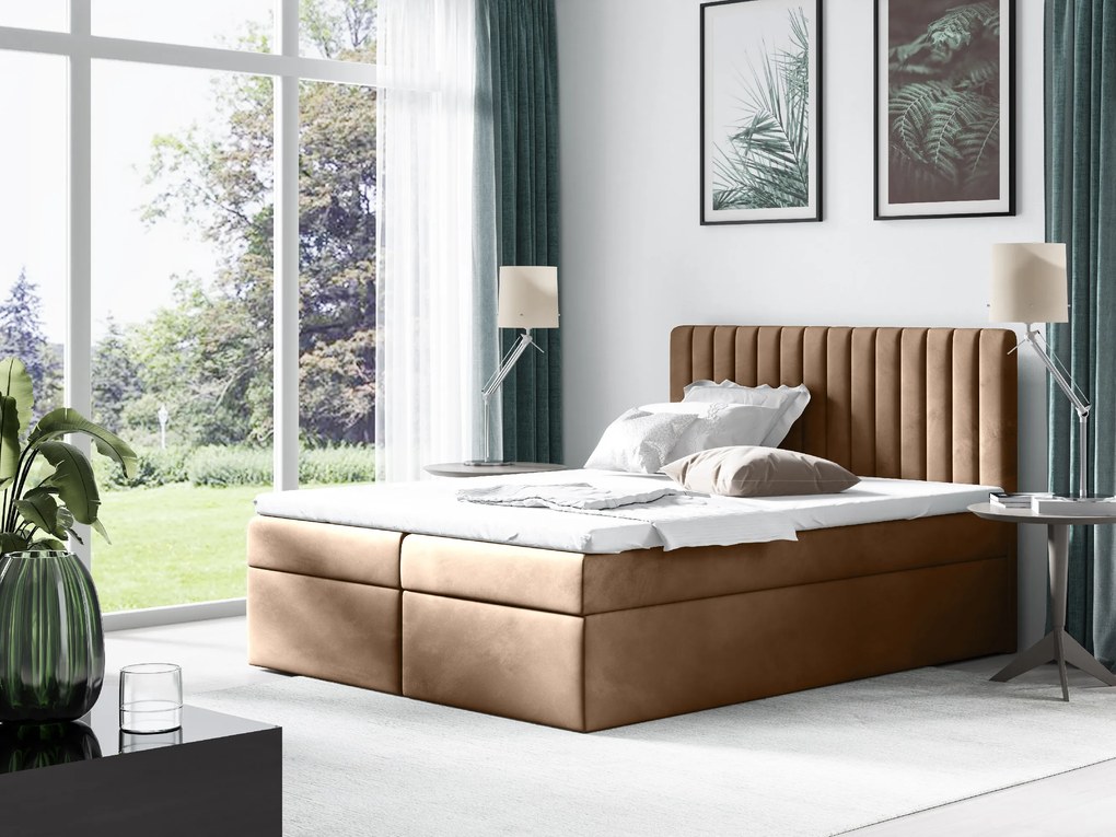 Eka Kontinentální čalouněná postel CONDOR - Trinity (160x200 cm) Barva látky Trinity: Krémová (Trinity 2302)
