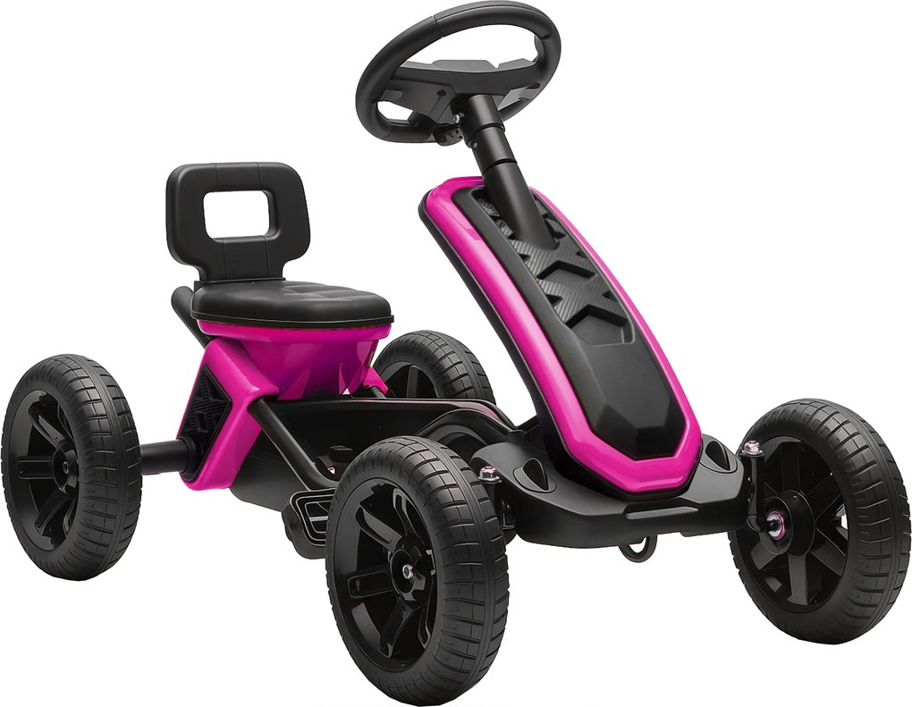 AIYAPLAY kart s pedály s protiskluzovými EVA koly kovový rám nosnost 30 kg pro děti od 2-5 let růžová