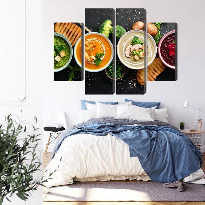 Vícedílný obraz Zeleninové Krémové Polévky Nedostatek Nedostatek Přírodní plátno 200x150