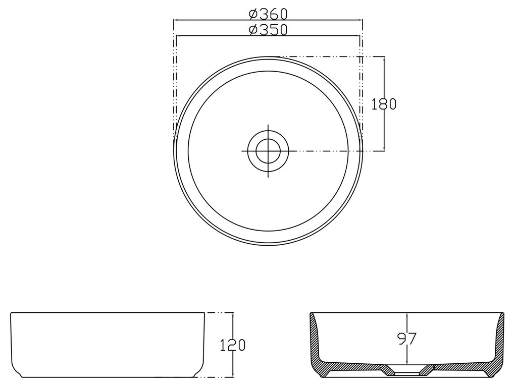 Isvea INFINITY ROUND keramické umyvadlo na desku, průměr 36cm, bílá - 10NF65036