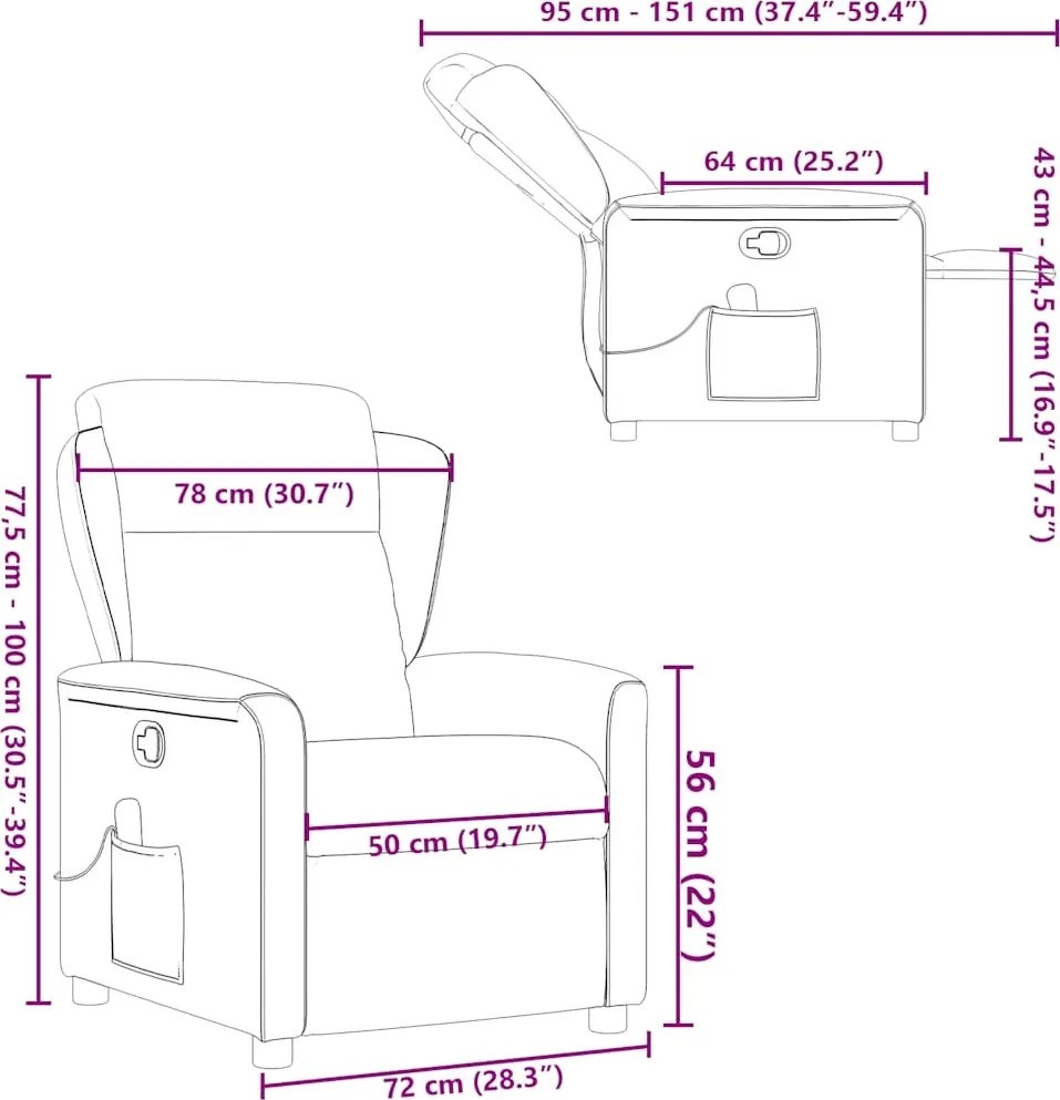 vidaXL Masážní polohovací křeslo textil [4015587] Barva: krémová