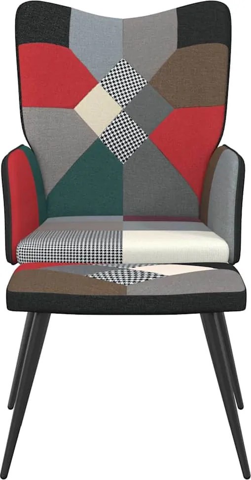 Relaxační křeslo se stoličkou patchwork textil 328198