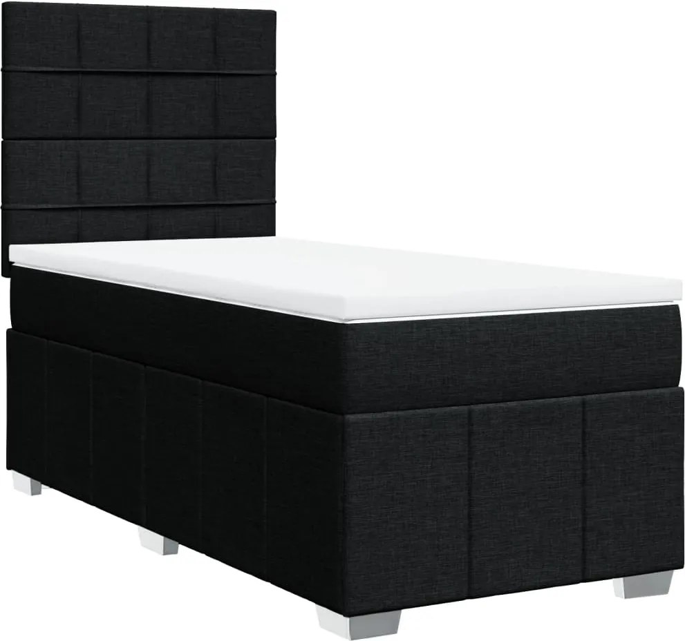 Box spring postel s matrací černá 90x200 cm textil 3291553