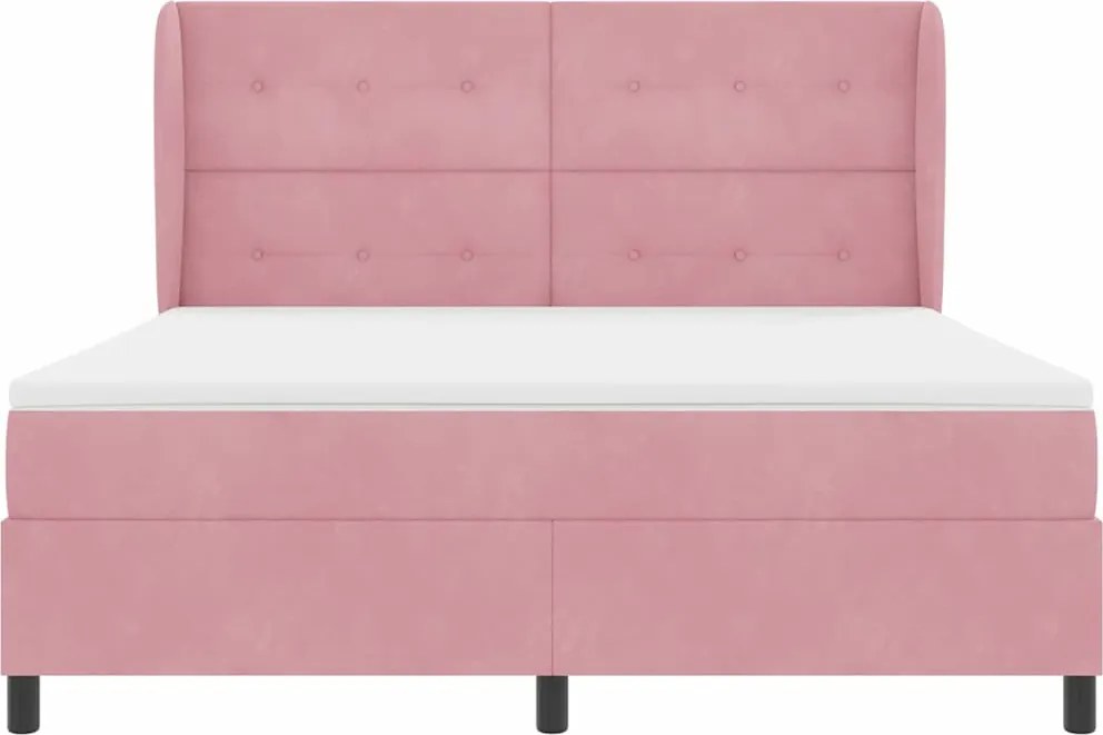 Postel s boxspringem s čelo Růžová 200 x 180 cm samet 3340945