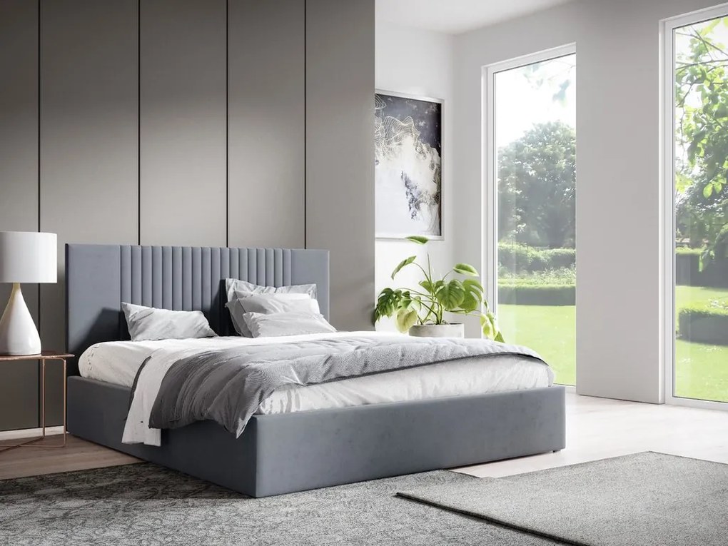 Eka Čalouněná postel LINA 180x200 cm Barva látky Trinity: Okrová (Trinity 2325), Úložný prostor: Bez úložného prostoru