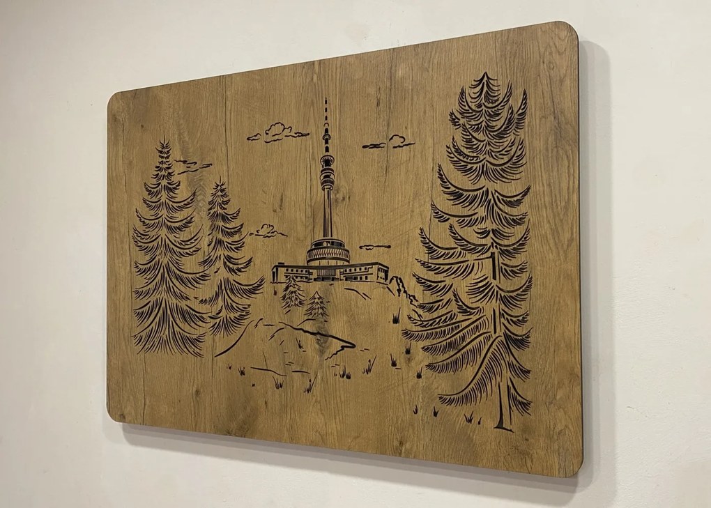 Li-Go "Praděd" světelný obraz 230V 90x62 cm provedení povrchu: dub