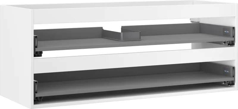 Mexen Box-A, závěsná skříňka 120 cm, 2 zásuvky, bílá matná, 91AX0-1200-470-2-01