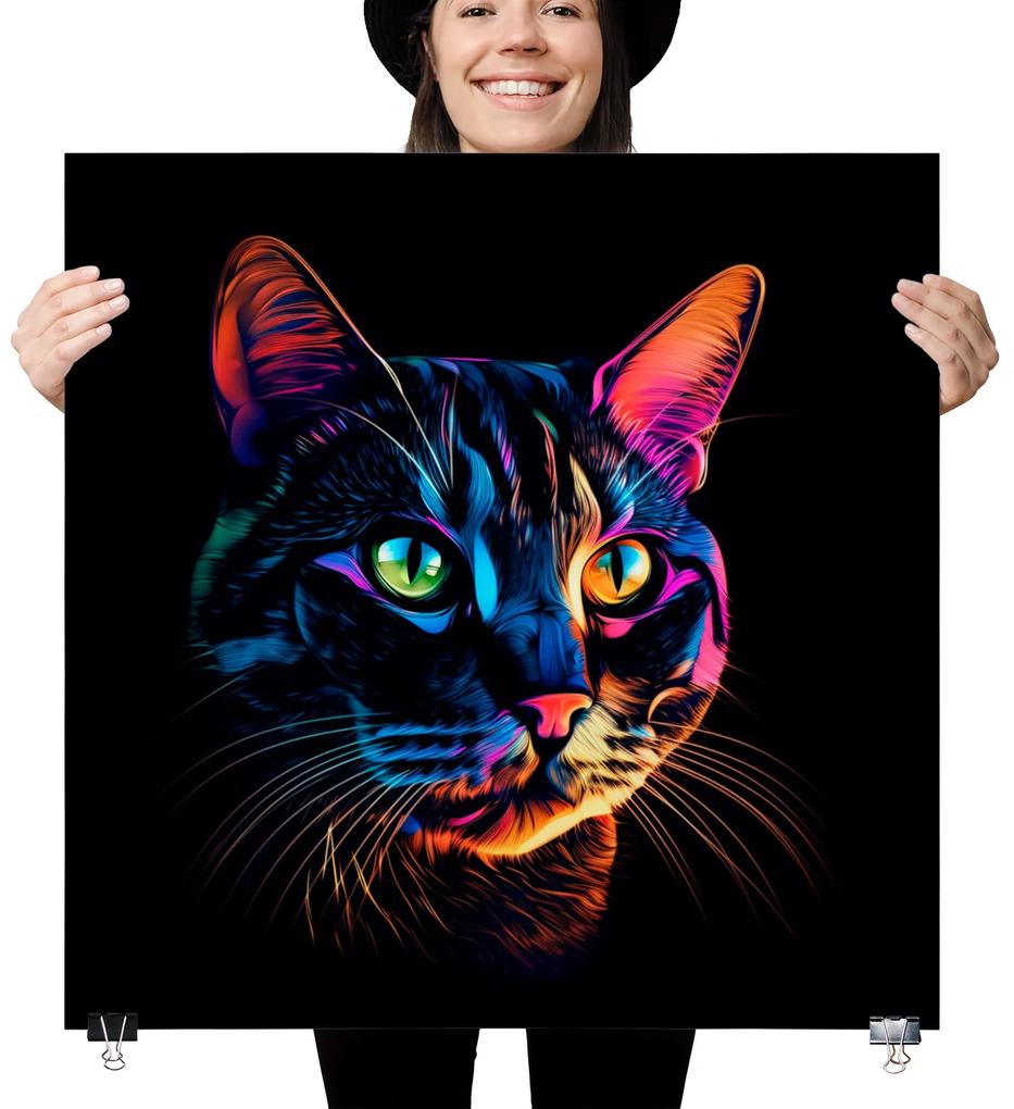 Plakát - Barevná kočka FeelHappy.cz Velikost plakátu: 40 x 40 cm