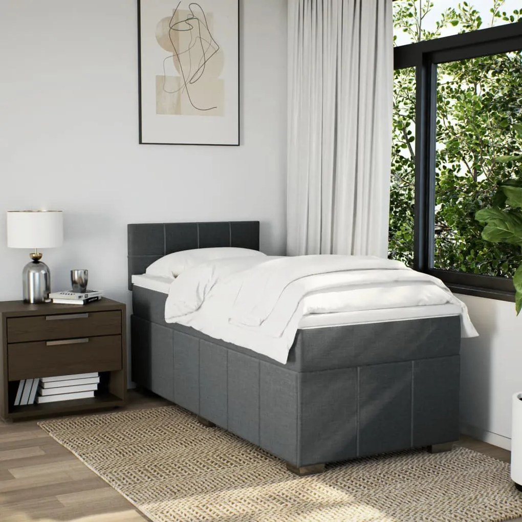Box spring postel s matrací tmavě šedá 80 x 200 cm textil 3286896