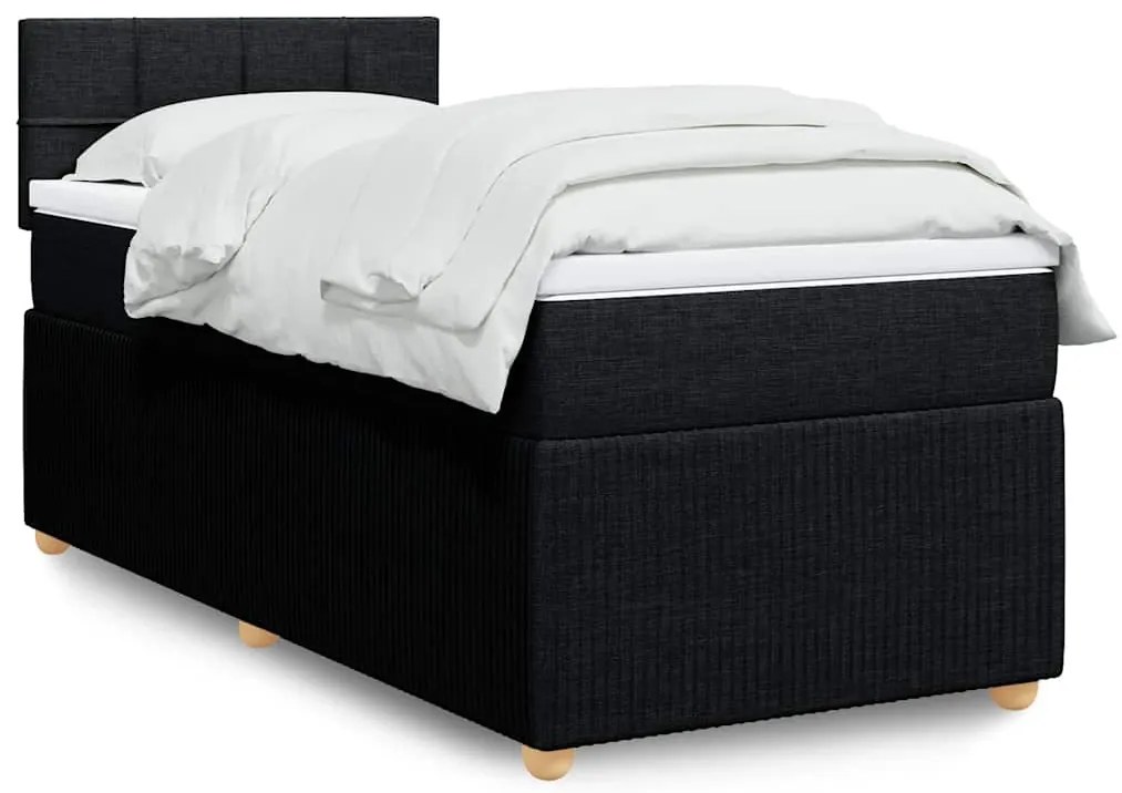 Box spring postel s matrací černá 90x200 cm textil 3287341