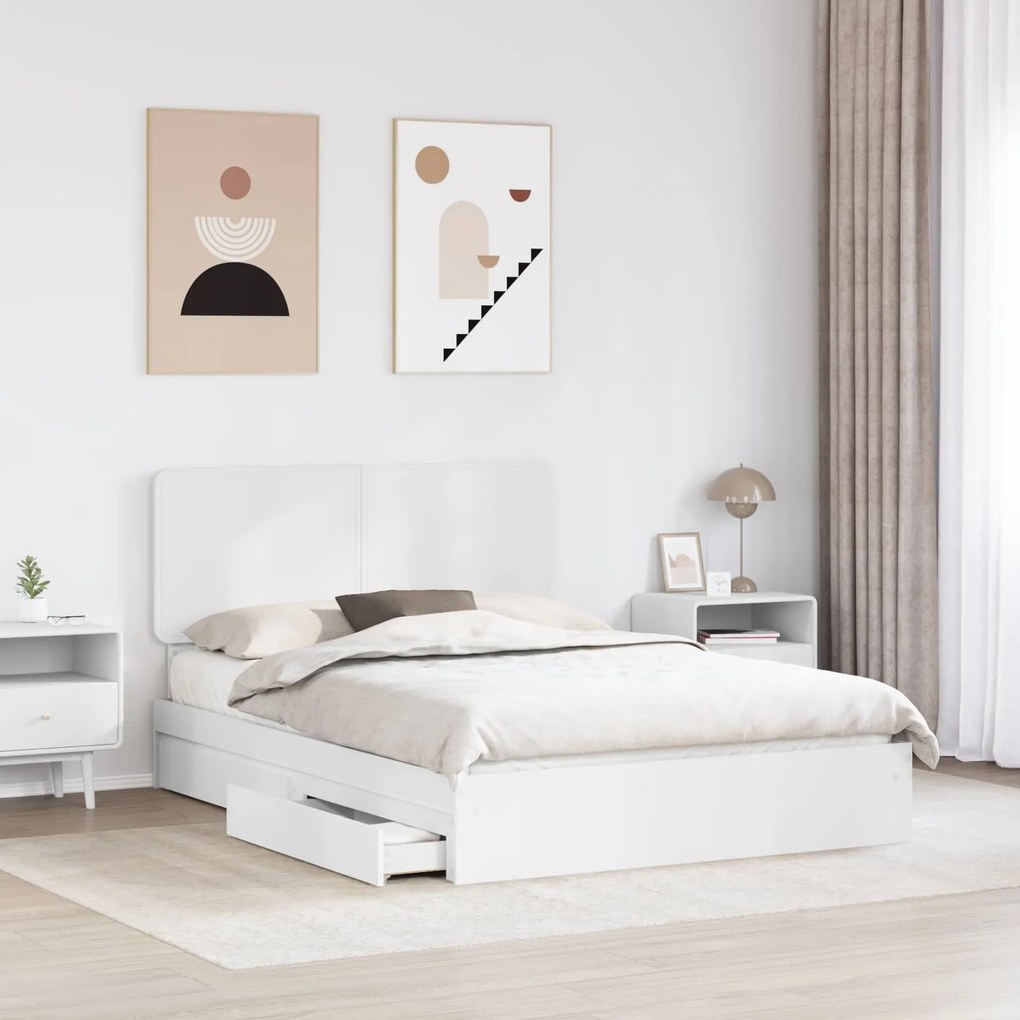 Postel s úložným prostorem Bílá 140 x 190 cm Kompozitní dřevo 3412686