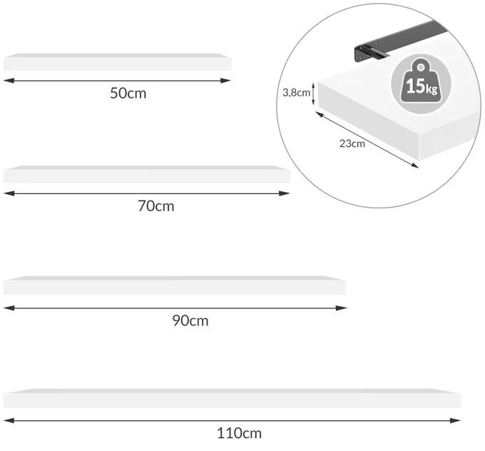 Nástěnná police FIGO+ konzole, 70 cm, tmavý dub Casaria