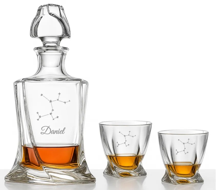 Dekorant Whisky set Quadro se souhvězdím a jménem 1+2