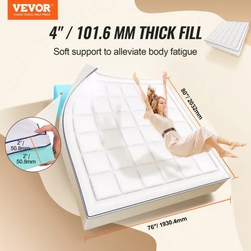 Matrac Topper Premium Memory Foam Fiber Fill King tloušťka 101,6 mm