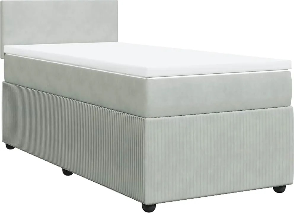 Box spring postel s matrací světle šedá 100x200 cm samet 3289956