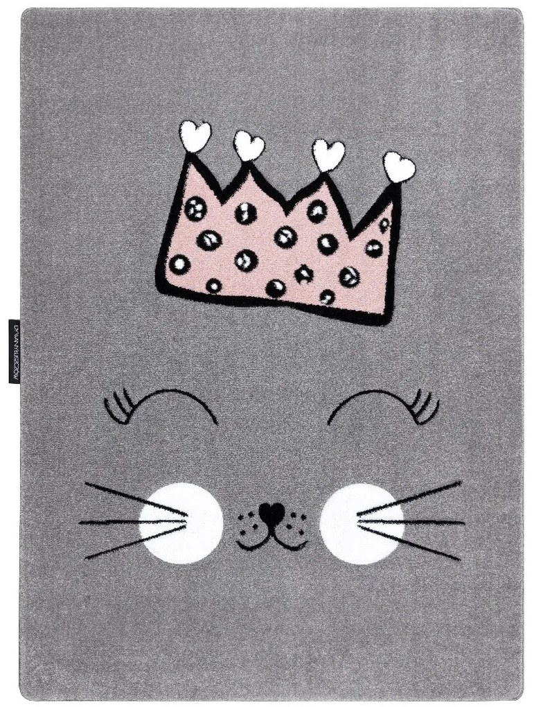 Dywany Łuszczów Dětský kusový koberec Petit Cat crown grey - 240x330 cm