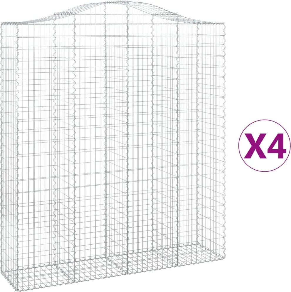 Klenuté gabionové koše 4 ks 200x50x220/240cm pozinkované železo 3145768