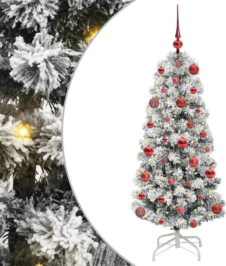 Umělý Skládací Vánoční Strom 150 LED Zelená a bílá 120 cm 3395577