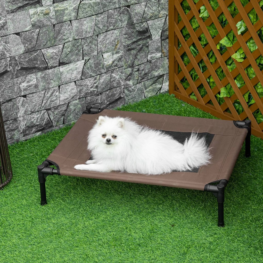 PawHut venkovní pelíšek pro psy Robustní pelíšek pro psy 76x61x18cm z materiálu 600D Oxford v hnědé barvě pro psy a kočky