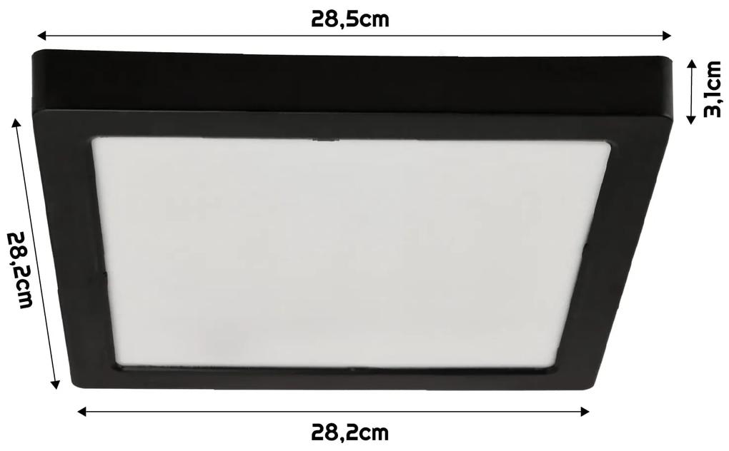 BERGE Čtvercový LED panel přisazený černý - 24W - PC - neutrální bílá