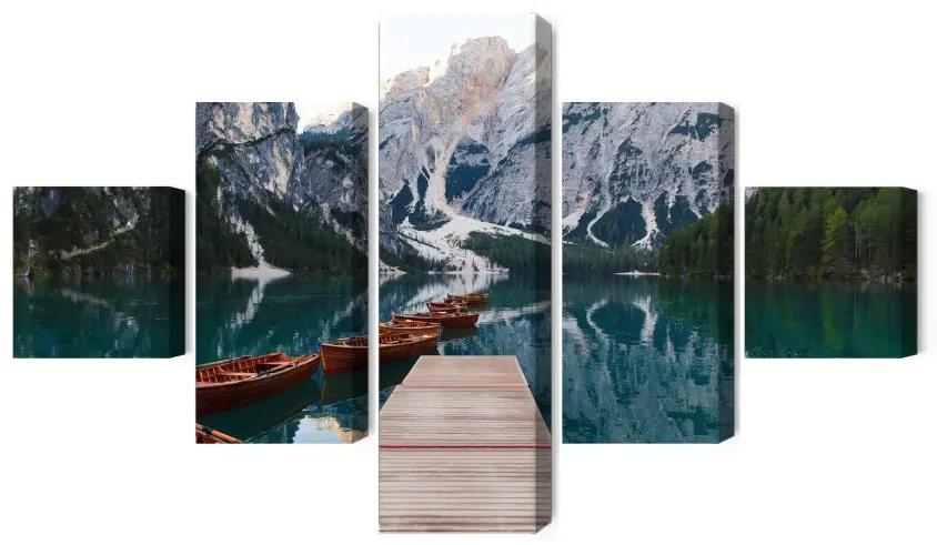 Vícedílný obraz Jezero Braies V Itálii Nedostatek Nedostatek Plátno Canvas 200x120