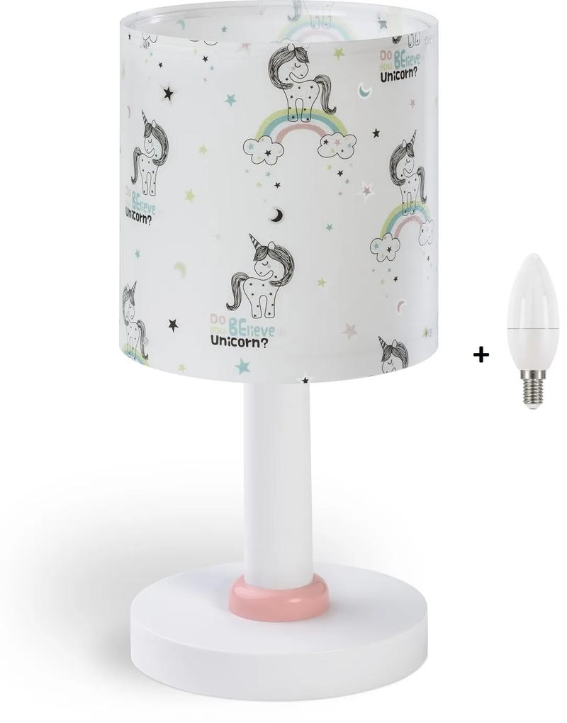 Dalber 42431 UNICORNS - Dětská stolní lampička s jednorožci + Dárek LED žárovka