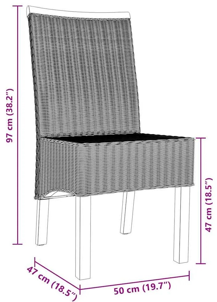 vidaXL Marketos Jídelní židle 2 ks hnědé přírodní ratan