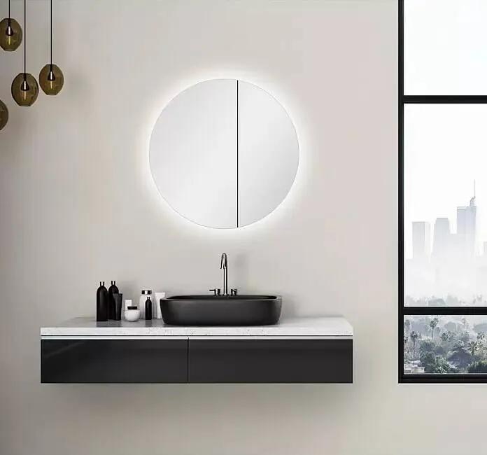 Zrcadlová skřínka s LED osvětlením DSK Bright / Ø 60 cm / hliník / stříbrná