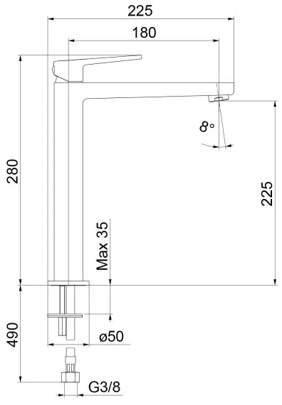 Sapho - Umyvadlová baterie TURSI 28 cm matná černá
