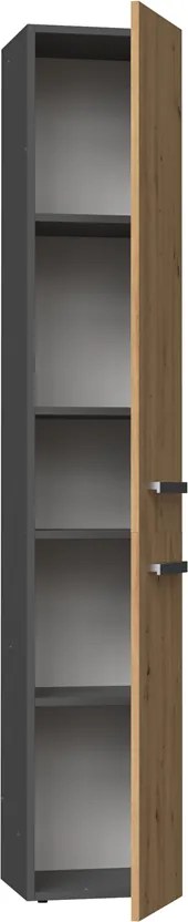 TPS Koupelnová vysoká skříň NEL II, Antracit/Dub artisan