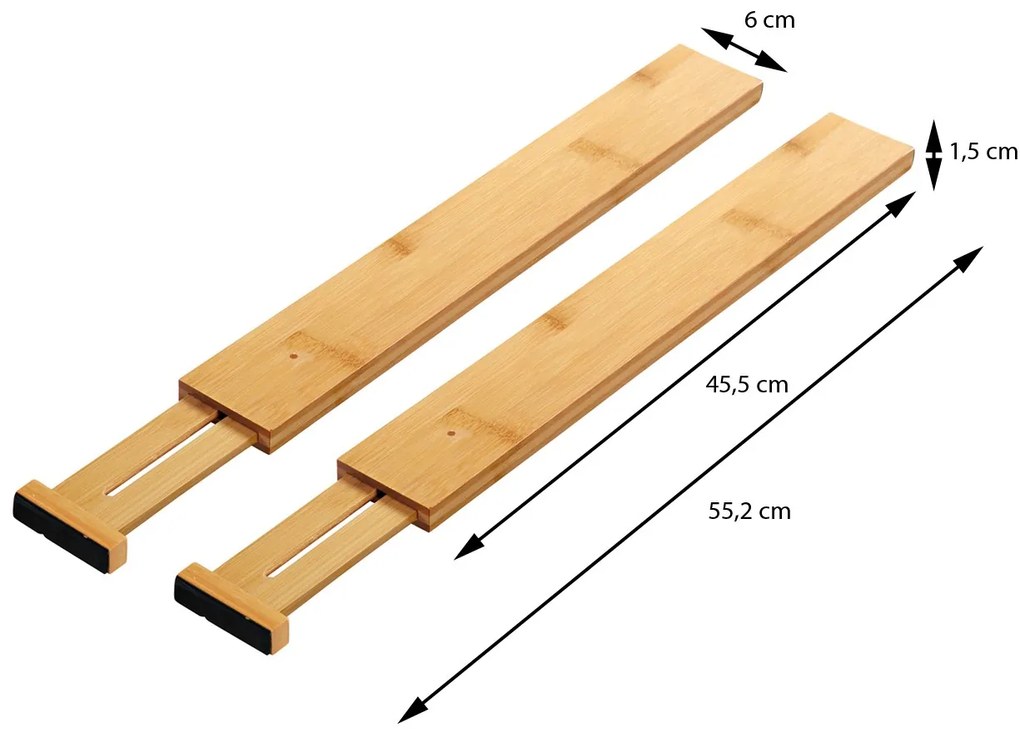 Dřevěná přepážka do zásuvky Ambi, 55,2x6 cm, sada 2ks
