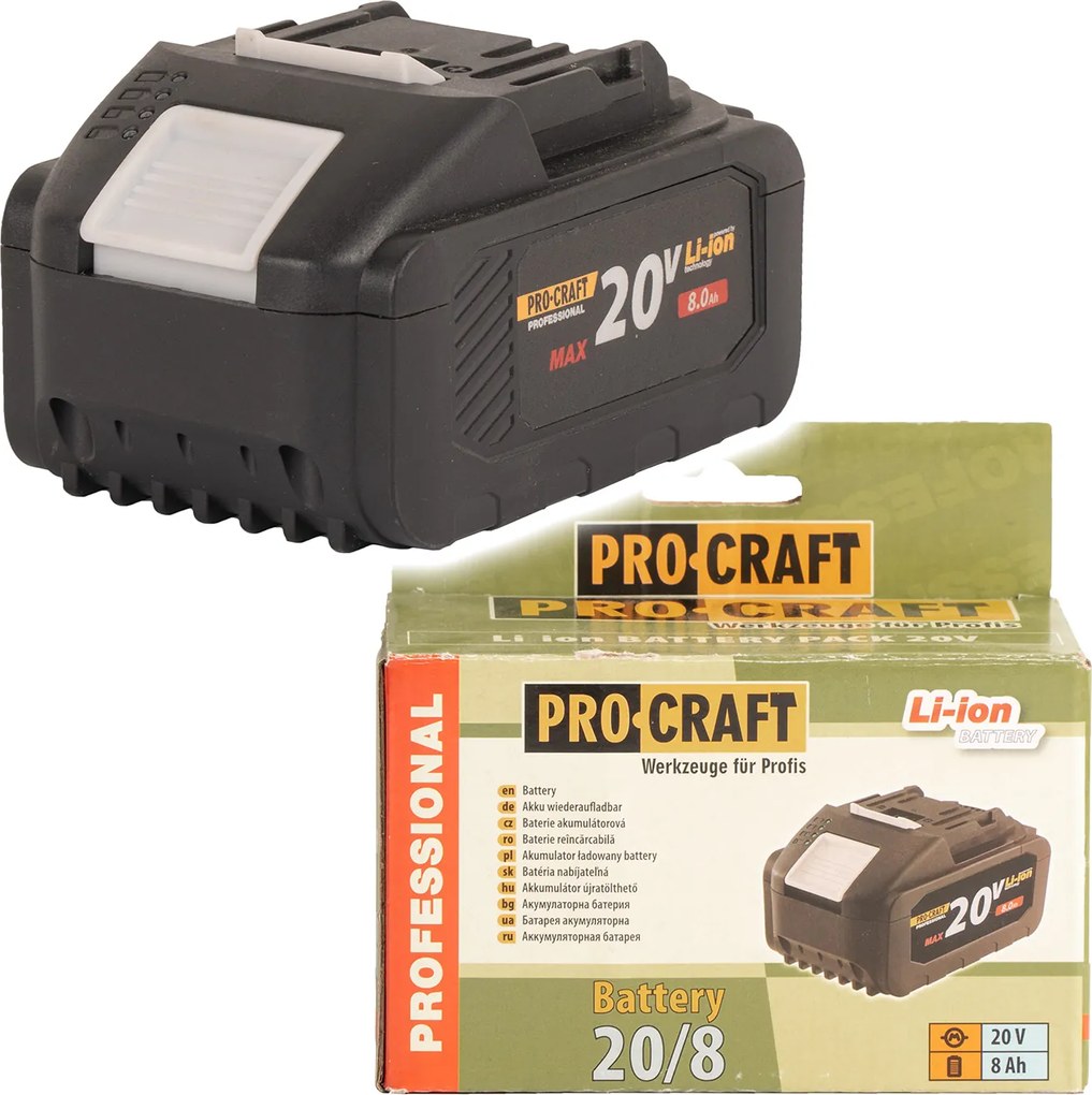 Procraft 20/8 Li-ion - akumulátor 20V / 8Ah