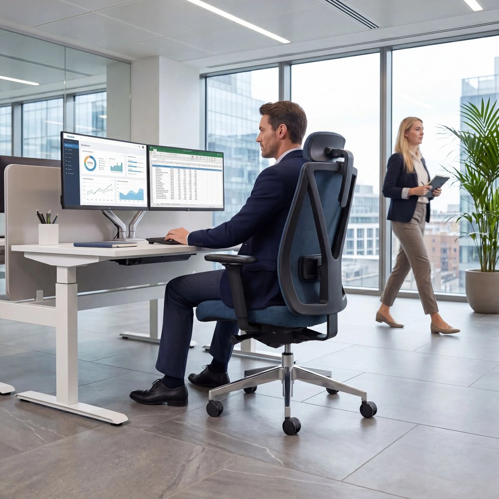 Ergonomická otočná kancelářská židle, tmavě modrá: VECTOR