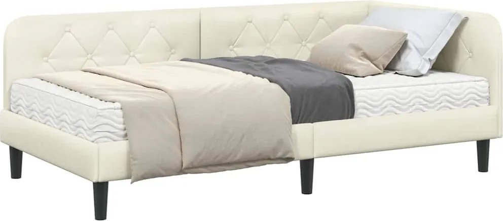Rohový rám postele Krémová 90 x 200 cm samet 3394161
