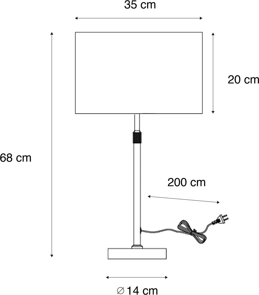 Stolní lampa černá s taupe sametovým stínítkem 35 cm - Parte