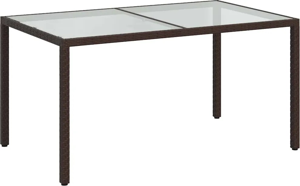 Zahradní stůl 150 x 90 x 75 cm tvrzené sklo a polyratan hnědý 316704