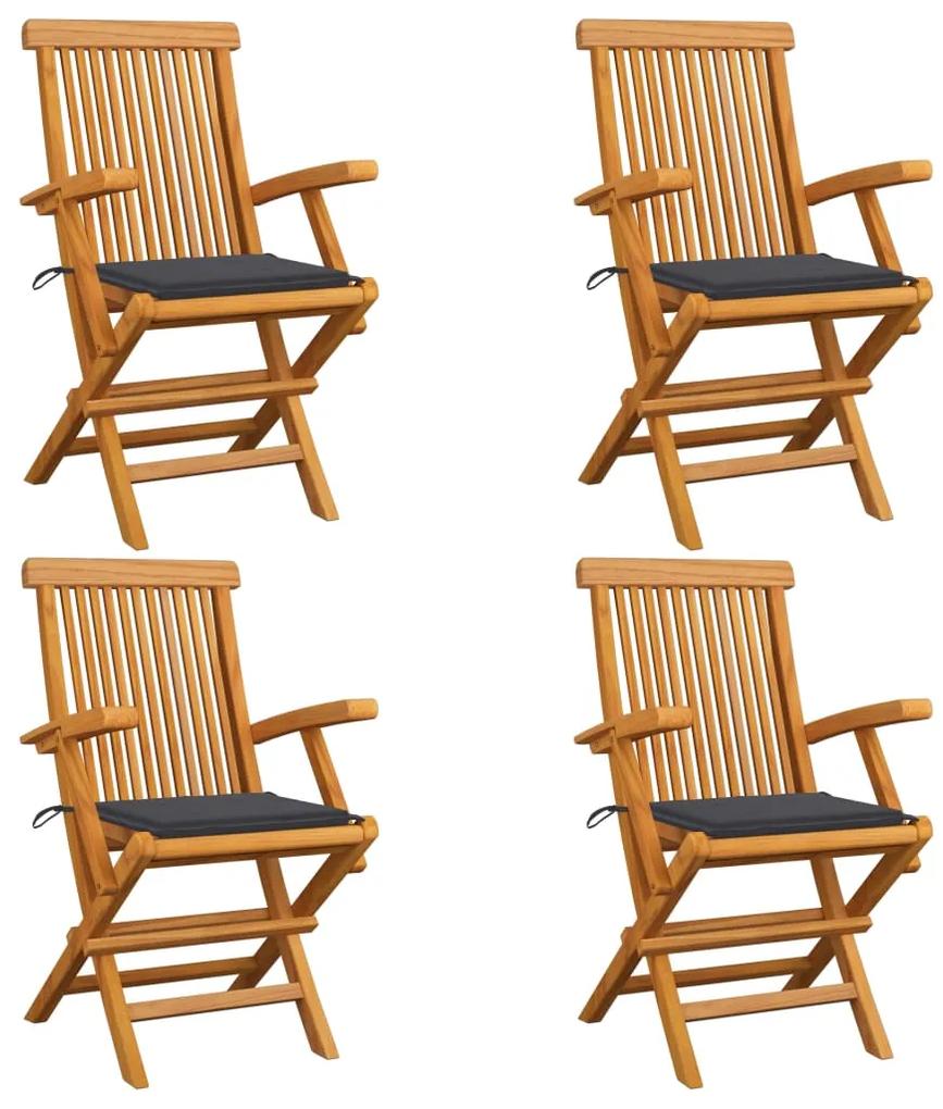 Zahradní židle s antracitovými poduškami 4 ks masivní teak,  3065617