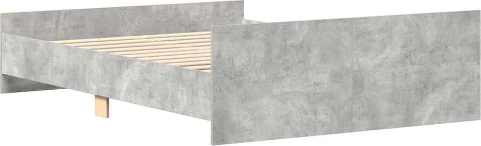 Rám postele s hlavovým a nožním čelem betonově šedý 120x200 cm 3203743