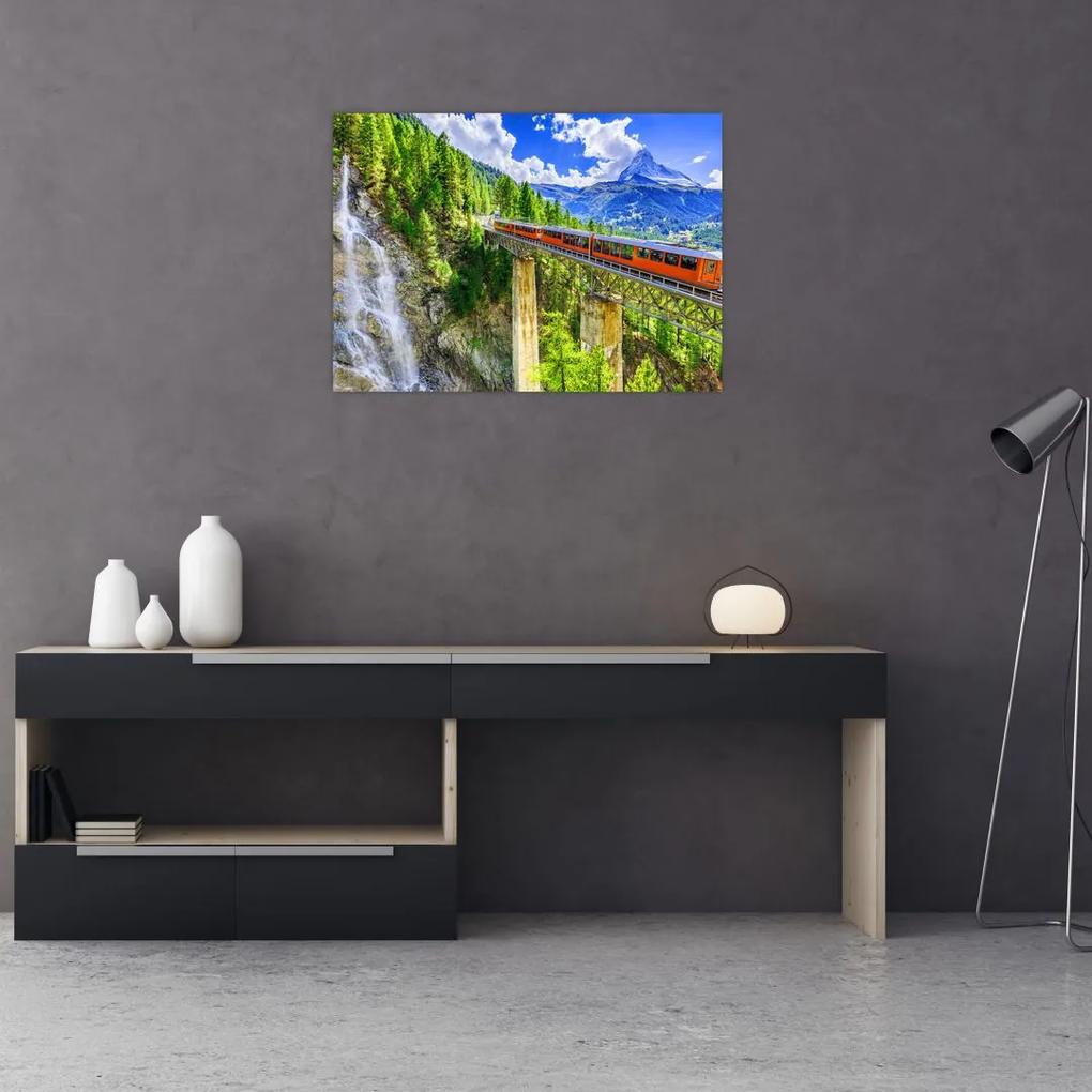 Skleněný obraz - Matterhorn, Zermatt, Valais, Švýcarsko (70x50 cm)