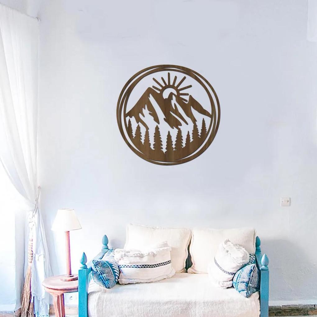 dřevo života Dřevěná dekorace na zeď VÝCHOD SLUNCE Barevný vzor: Borovice - limitovaná edice, Rozměry Ø: 95