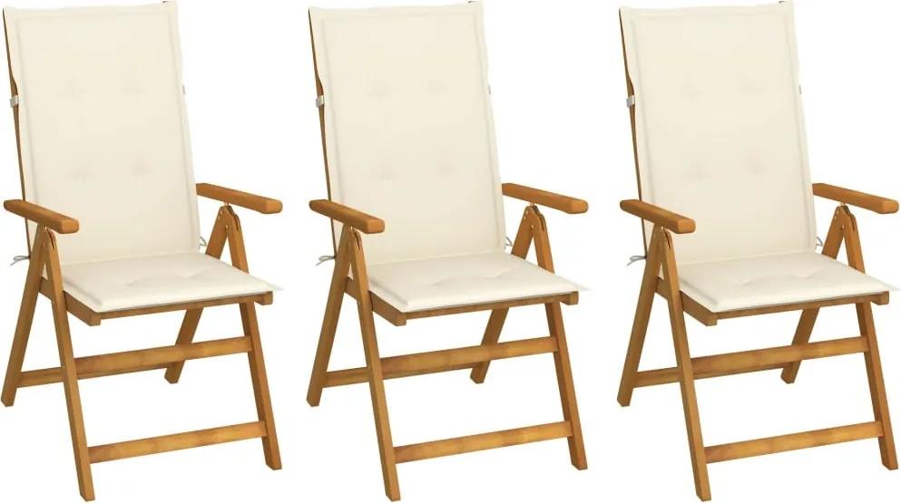 vidaXL Skládací zahradní židle s poduškami 3 ks masivní akáciové dřevo [3064089] Barva: Modrá
