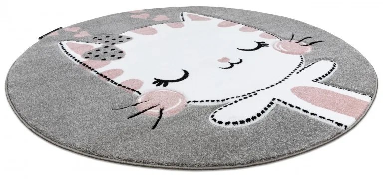 Dywany Łuszczów Dětský kusový koberec Petit Kitty cat grey kruh - 160x160 (průměr) kruh cm