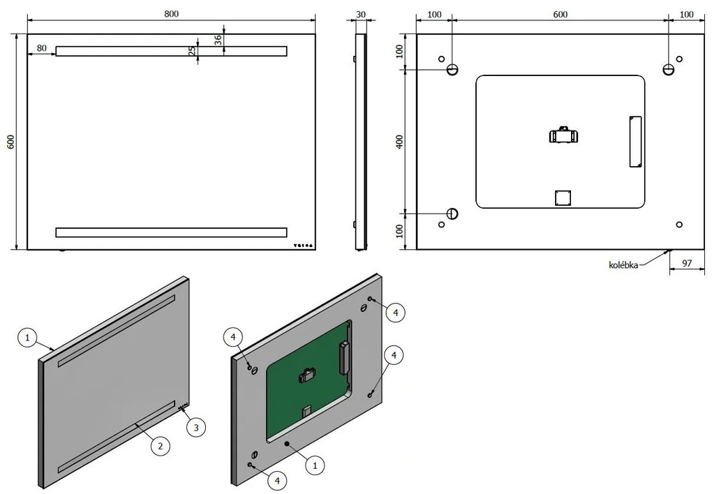 Hopa NEŽÁRKA 60 x 80 cm ZRNEZA6080 zrcadlo s LED osvětlením