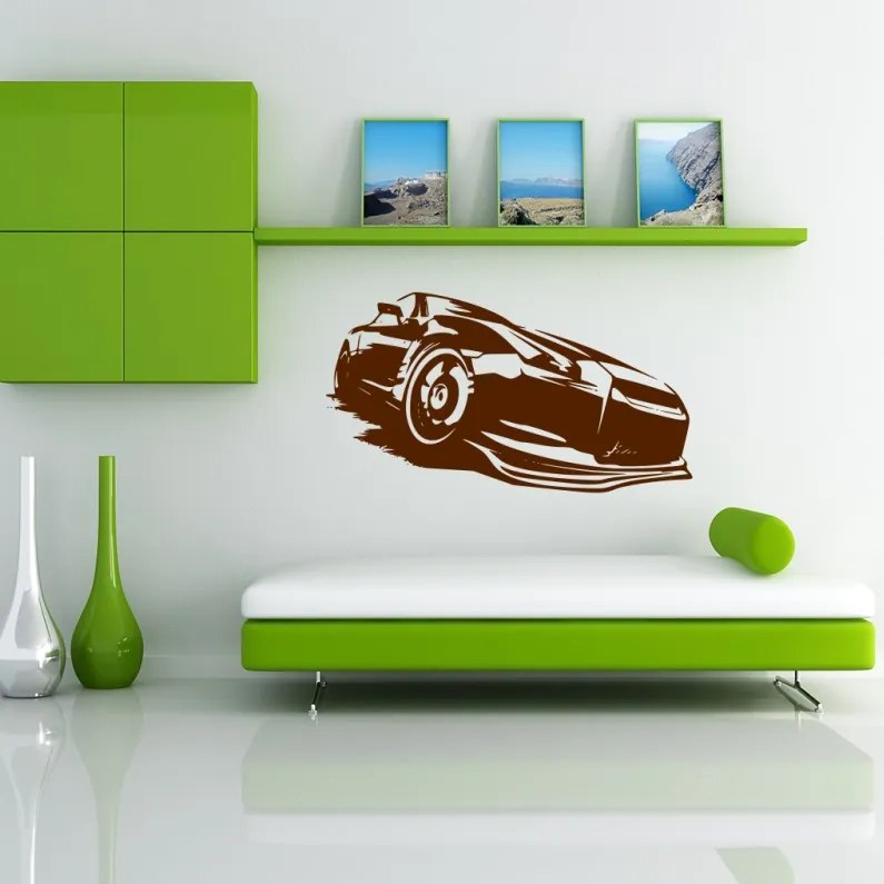 Živá Zeď Samolepka na zeď Abstraktní auto Barva: hnědá, Velikost: 80 x 44 cm