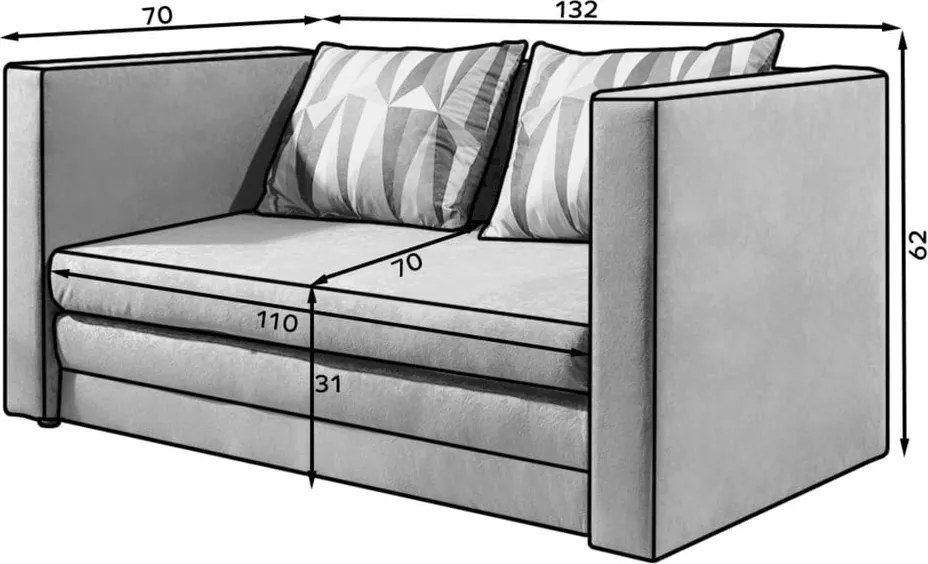 Modrá/šedá žinylková rozkládací pohovka 132 cm Neva – ELTAP