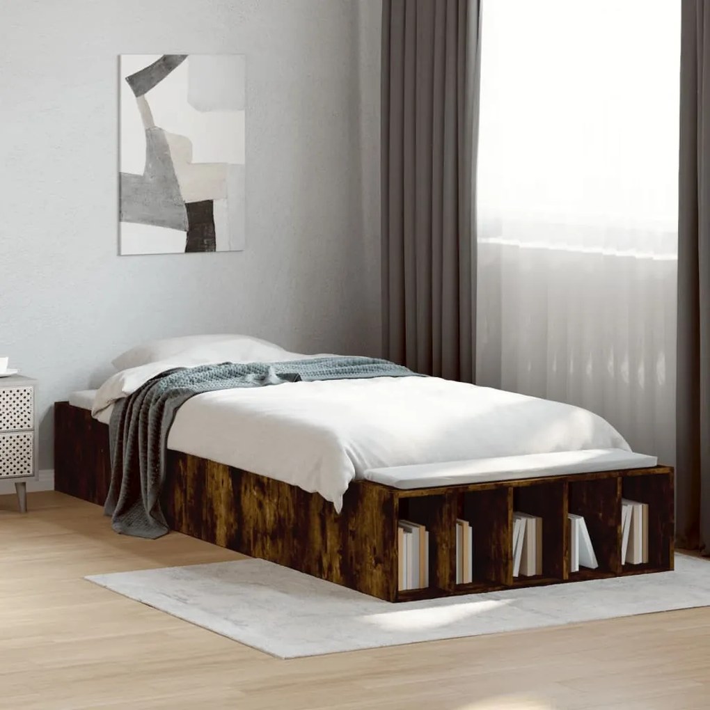 Rám postele betonově šedý 75 x 190 cm kompozitní dřevo