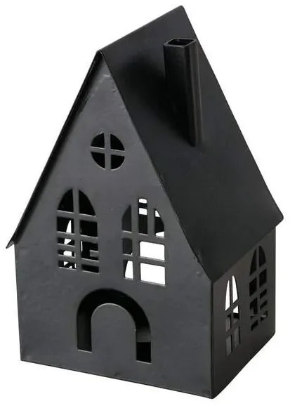 Lucerna kovová Domek 13 cm černá