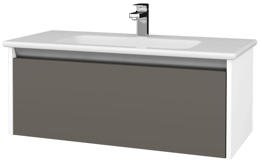 Dřevojas Koupelnová skříň BONO SZZ 100 (umyvadlo Euphoria) Varianta: N01 Bílá lesk / D16 Beton tmavý